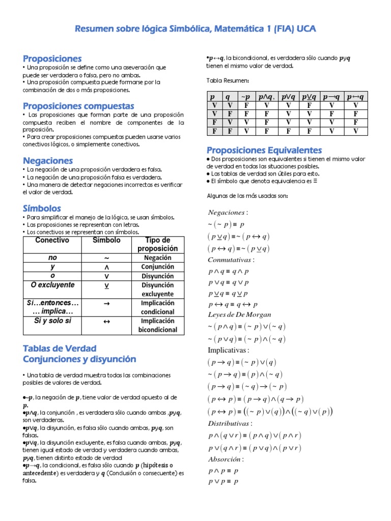 Lógica Simbólica | PDF | Si y solo si | Proposición