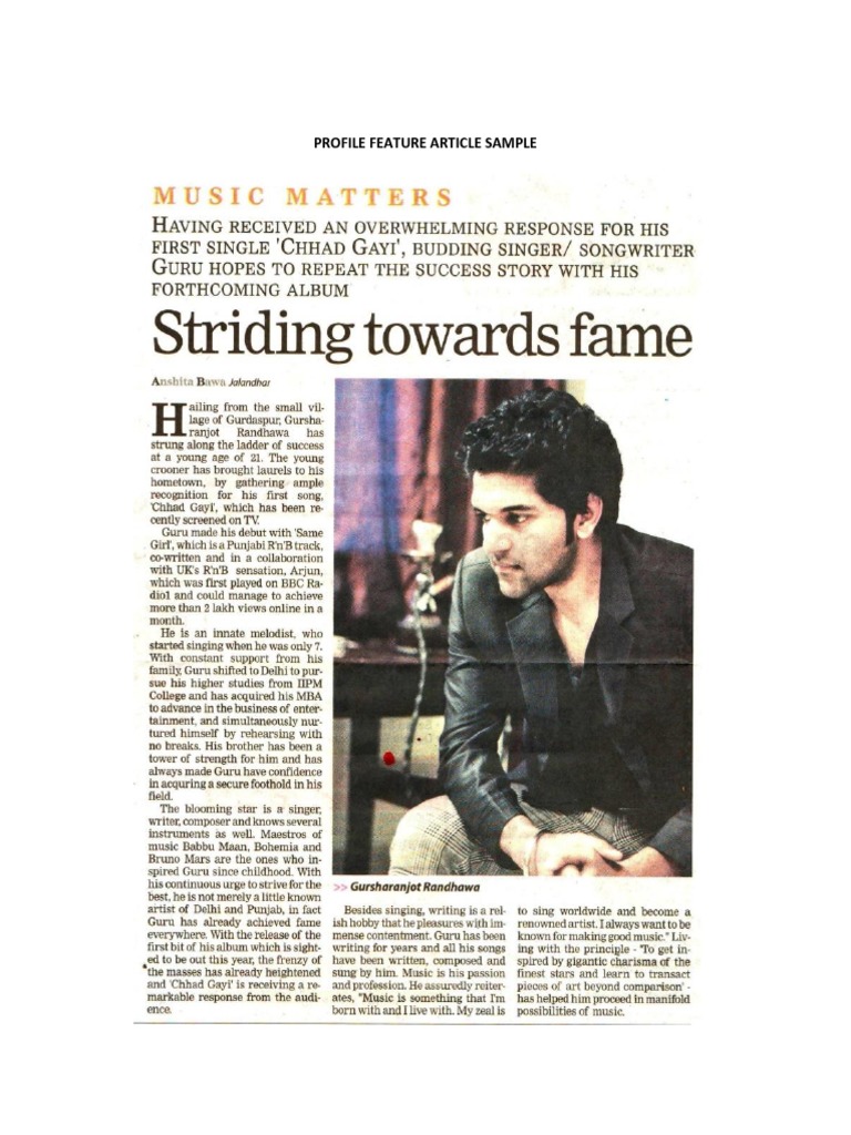 Profile Feature Article Sample | PDF