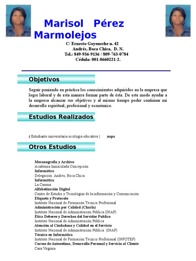 Curriculum - Marisol Perez Marmolejos | PDF