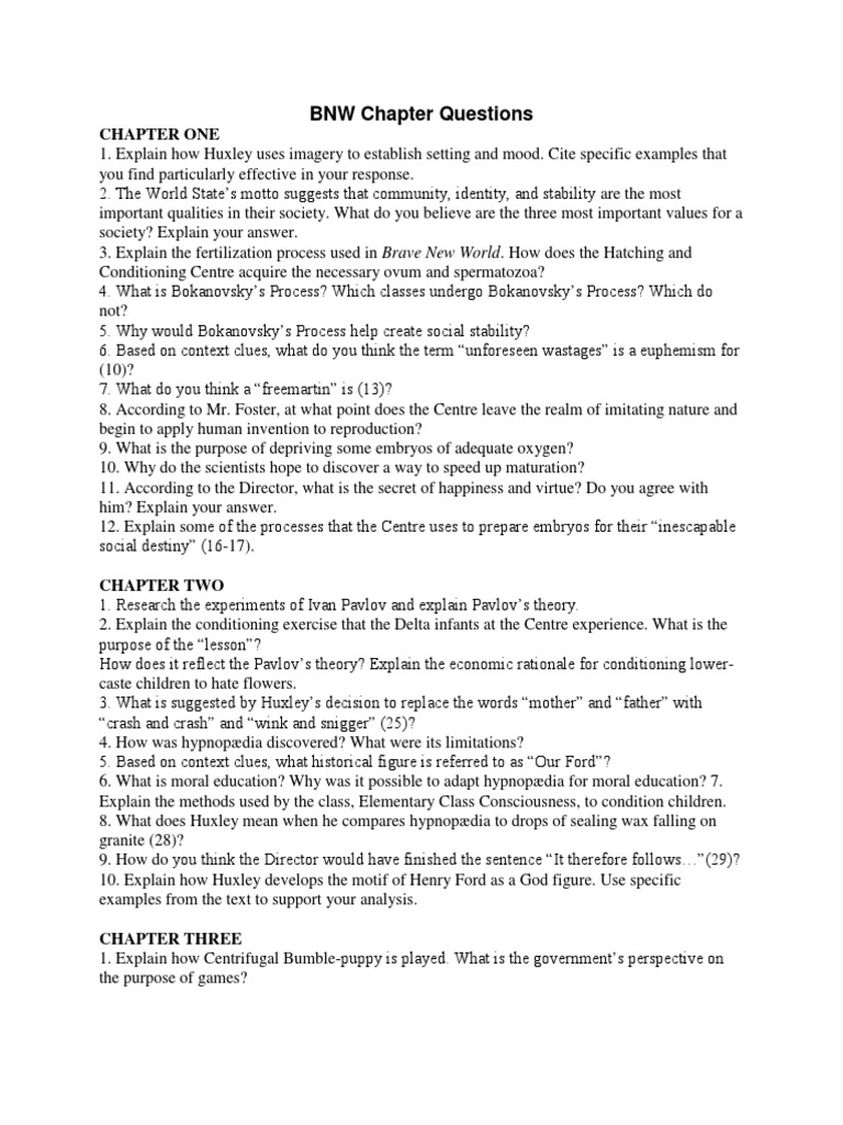 BNW Chapter Questions | PDF | Science | Science (General)