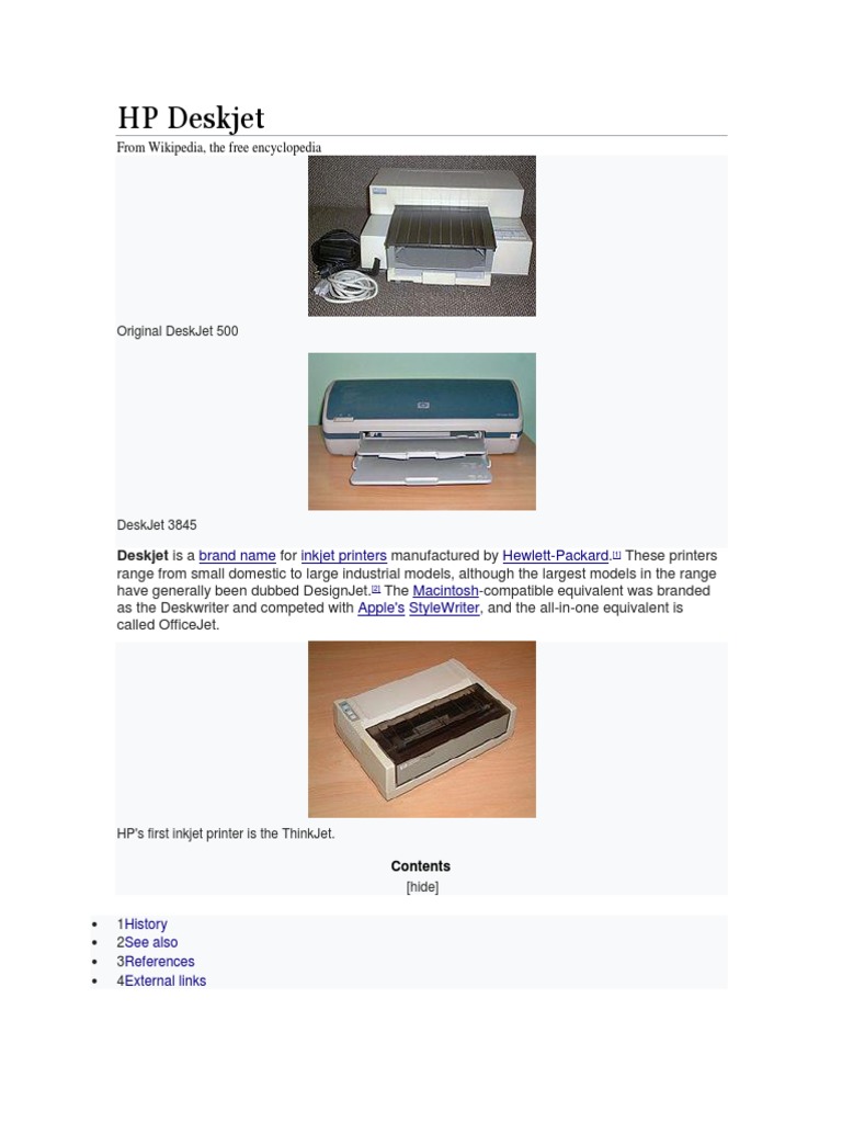 HP Deskjet: From Wikipedia, The Free Encyclopedia | PDF | Hewlett ...