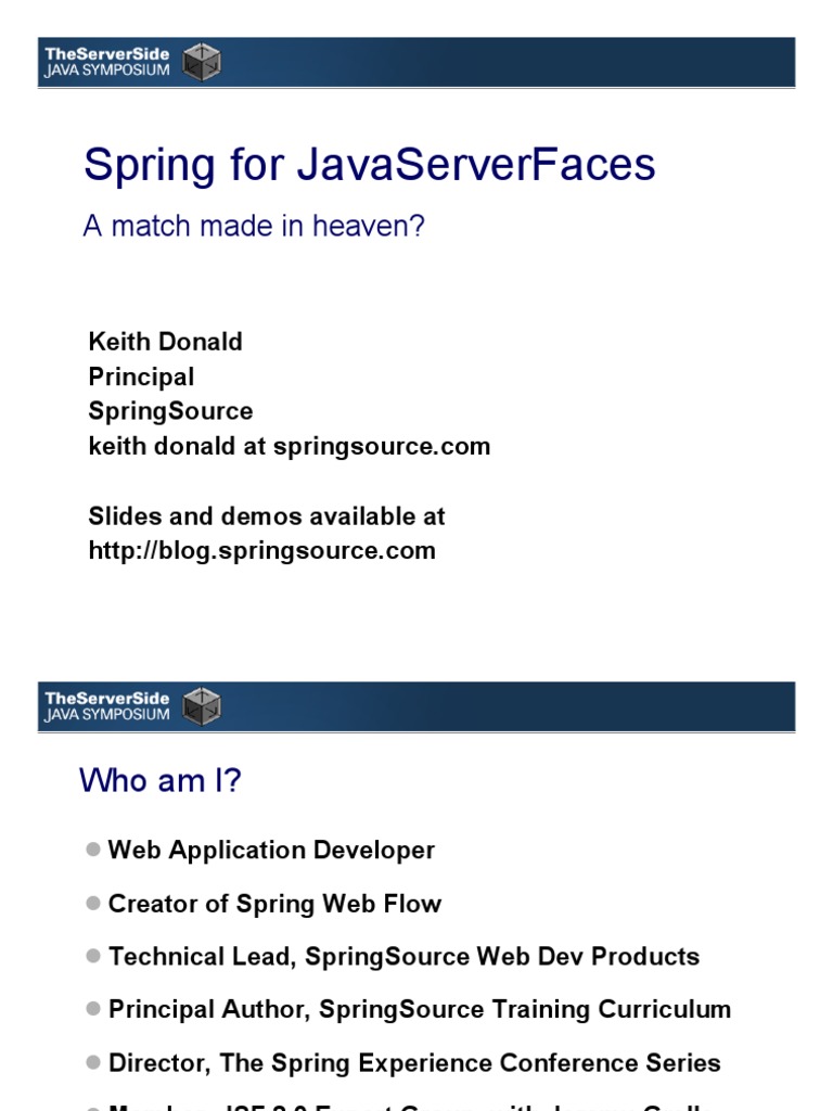 TSSJS2008 Donald Spring For Java Server Faces 1 | PDF | Java Server ...