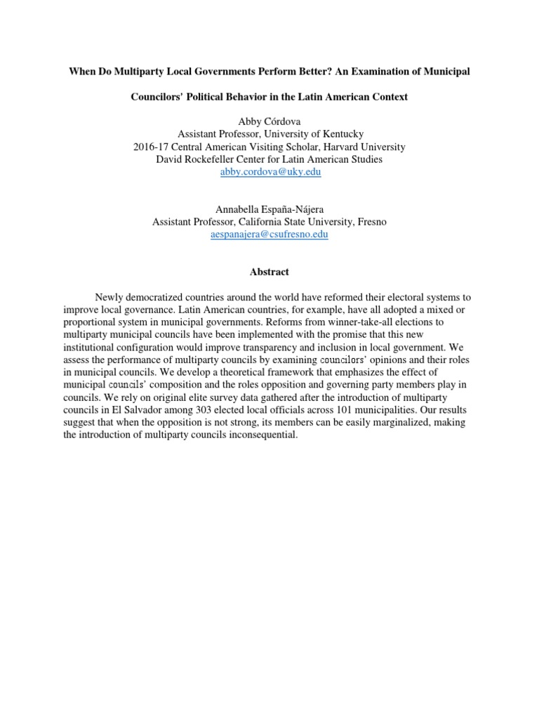 Multiparty Local Governments | PDF | Multilevel Model | Local Government