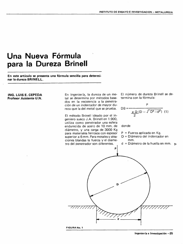 Una Nueva Formula para La Dureza Brinell | PDF | Dureza | Ciencia de ...