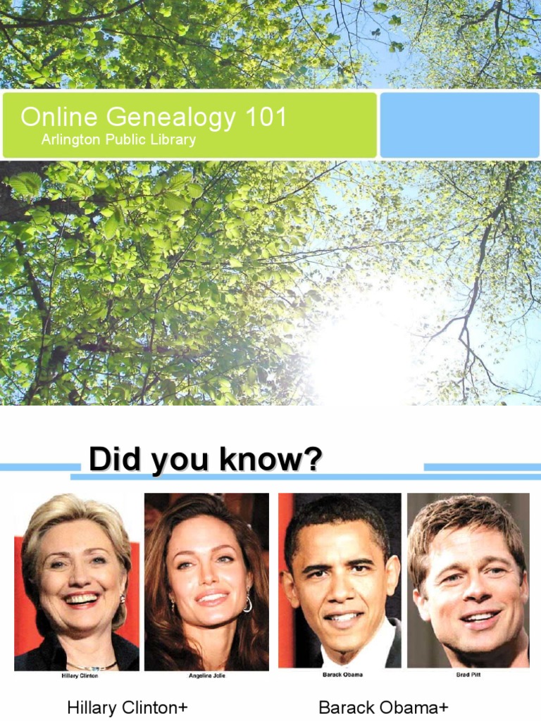 Online Genealogy 101: Arlington Public Library | PDF | Genealogy ...