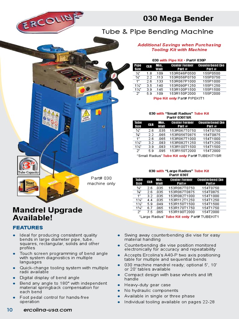 2017 Ercolina-Catalog 10-11-030MegaBender | Download Free PDF | Manufactured Goods | Industries