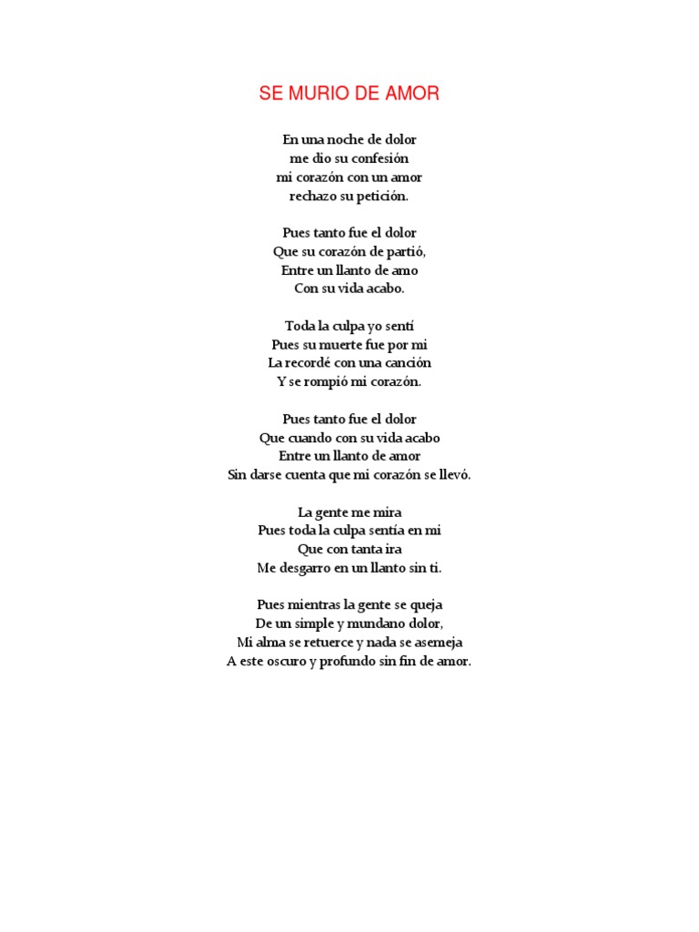 Se Murió De Amor Pdf Amor