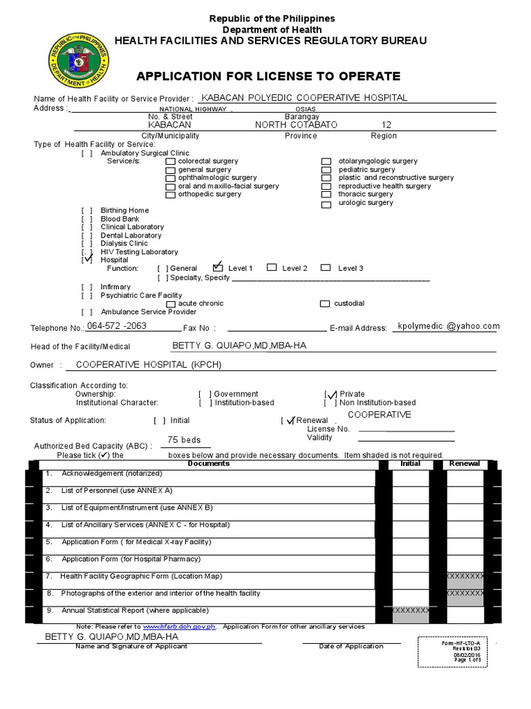 Health Facility License Application Guide | PDF | Radiation Therapy ...