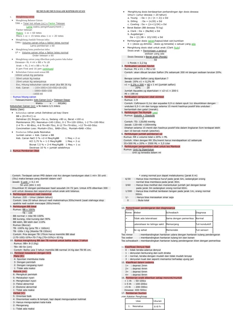 Rumus Rumus Dalam Keperawatan | PDF