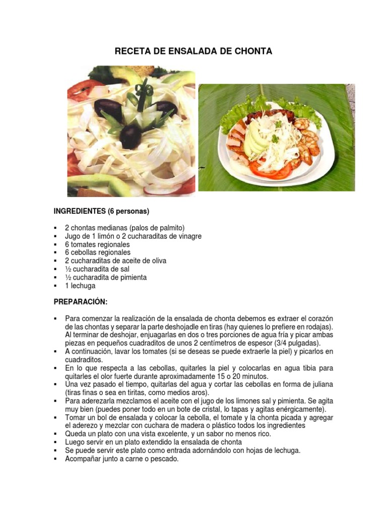 Receta de Ensalada de Chonta | PDF
