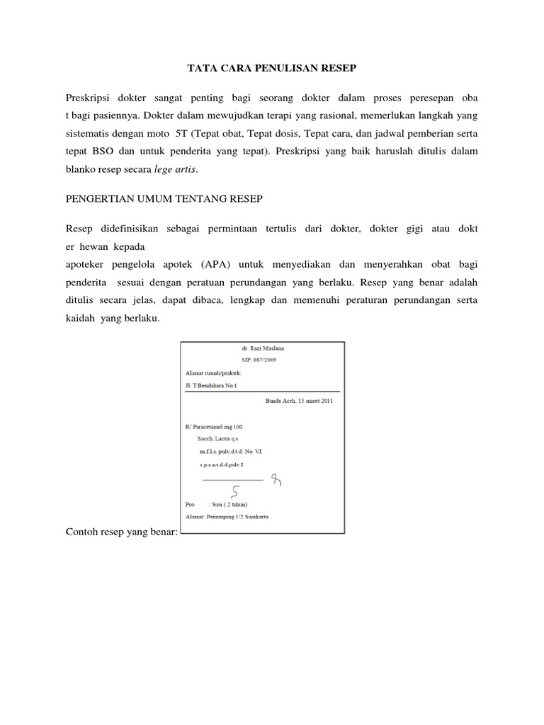 Tata Cara Penulisan Resep