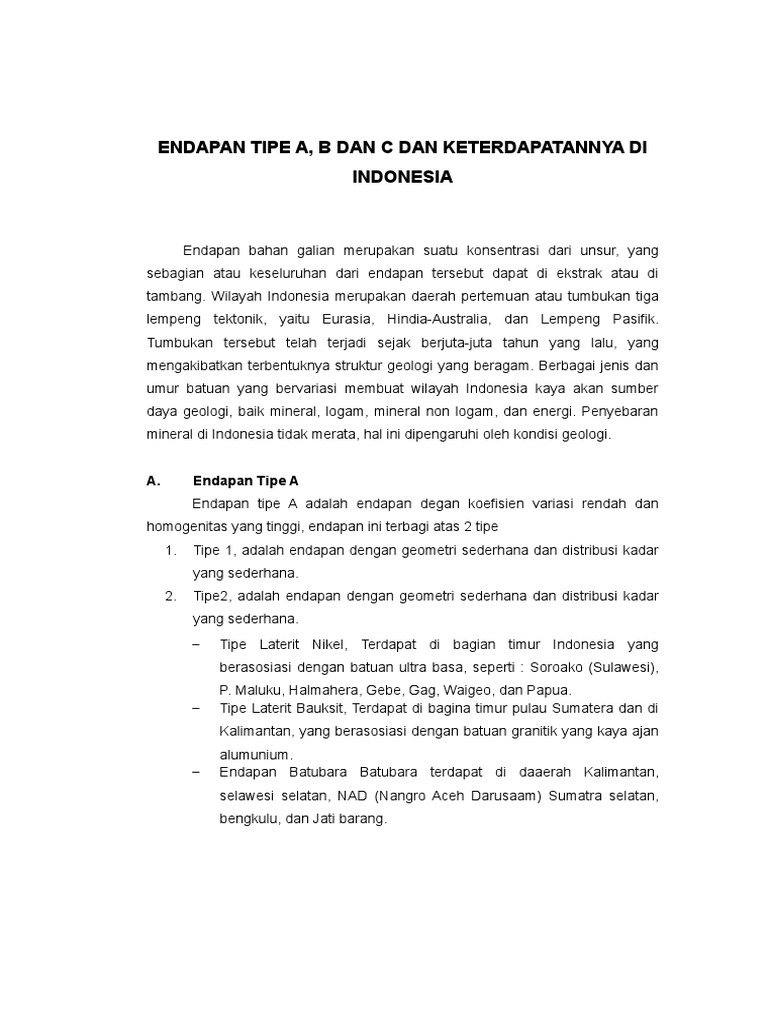 Endapan Tipe A | PDF