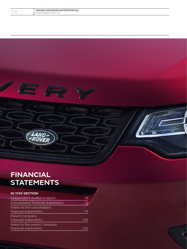 Jaguar Land Rover Annual Report 2016 Financial Statements | PDF ...