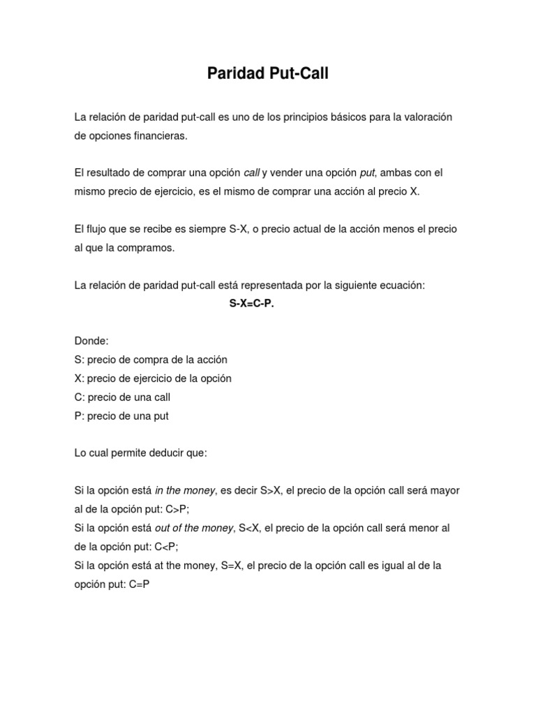 Paridad Put Call | PDF