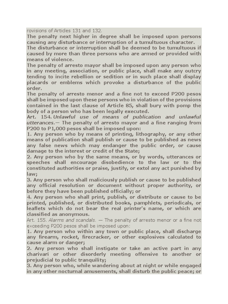 Rovisions of Articles 131 and 132.: Utterances. - The Penalty of ...
