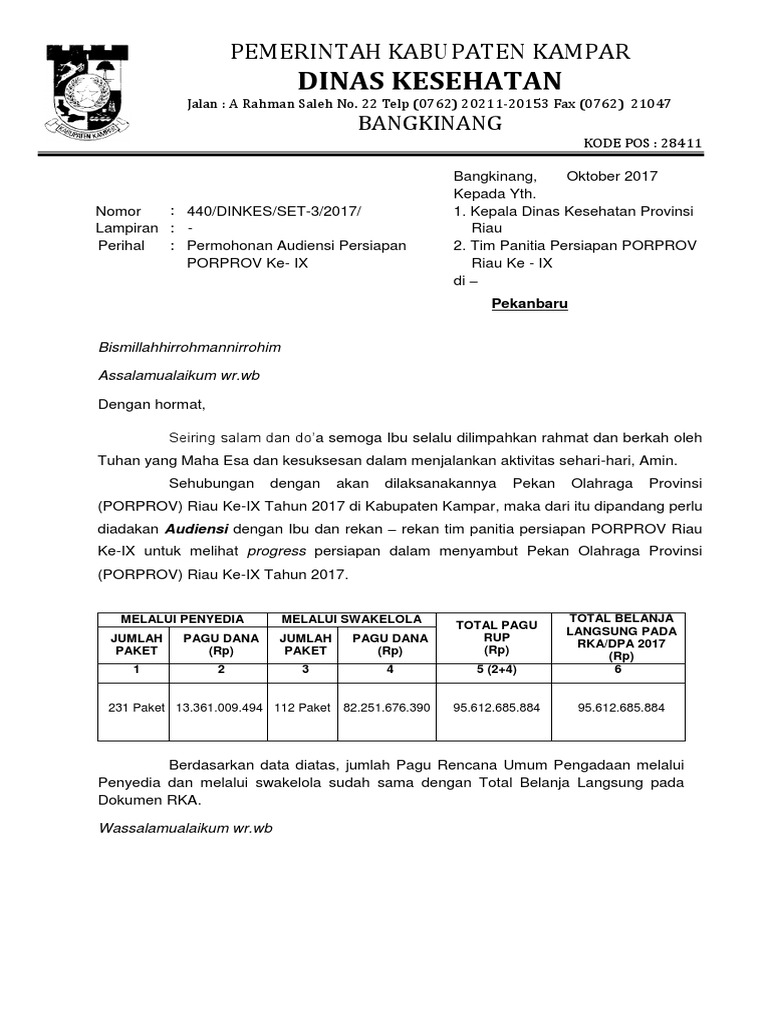 Surat Audiensi Porprov | PDF