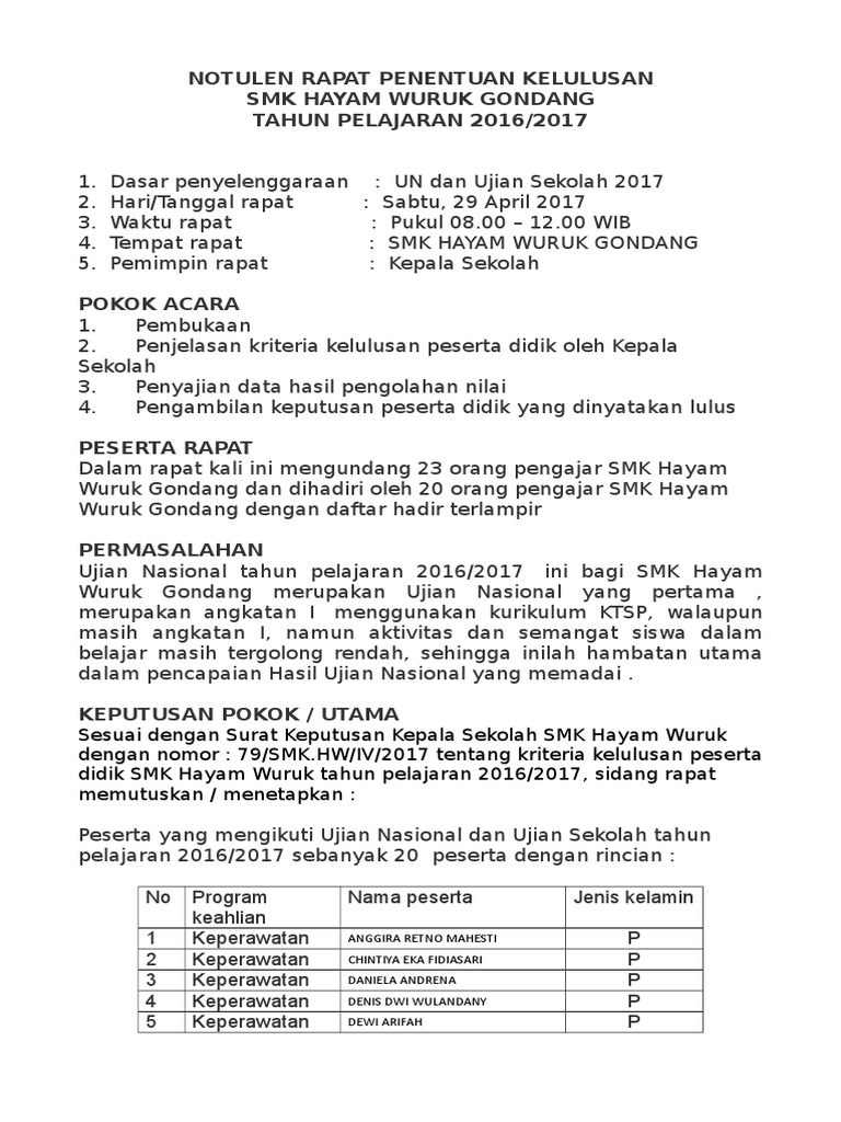 Notulen Rapat Penentuan Kelulusan | PDF
