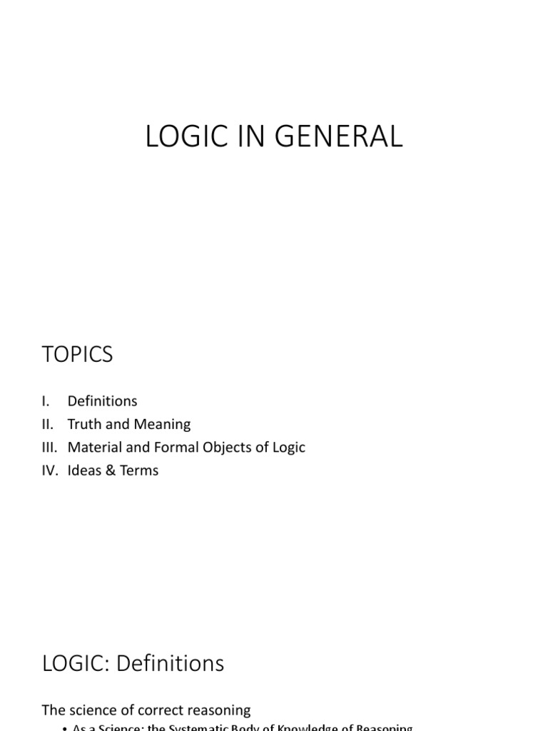 Understanding Logic Key Concepts And Terms Pdf Idea Reason