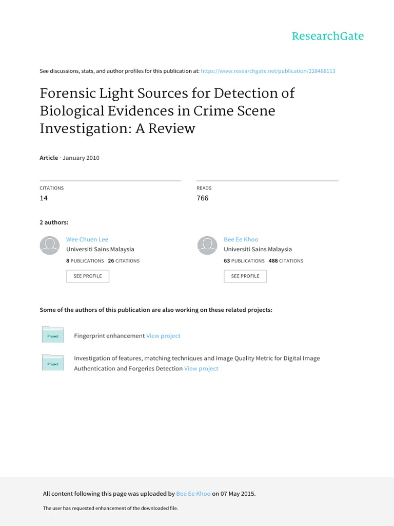 Forensic Light Sources For Detection of Biological Evidence | PDF ...