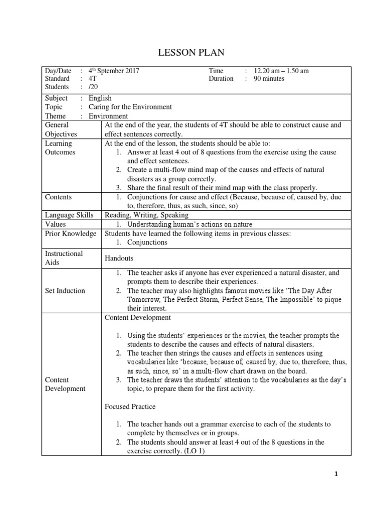 (9.4.17) Cause and Effect | PDF | Lesson Plan | Cognition
