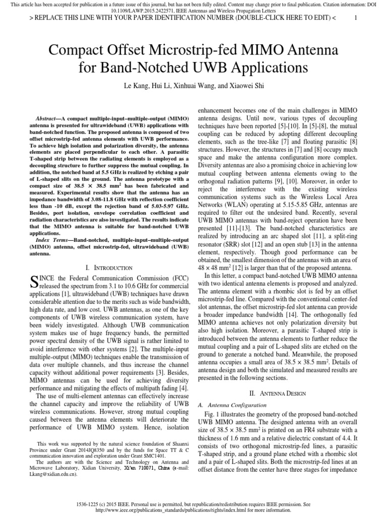 Compact Offset Microstrip-Fed MIMO Antenna For Band-Notched UWB ...