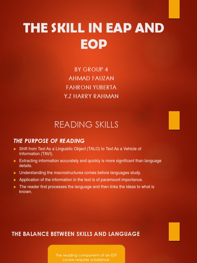 The Skill in Eap and Eop | PDF | Nonverbal Communication | Genre