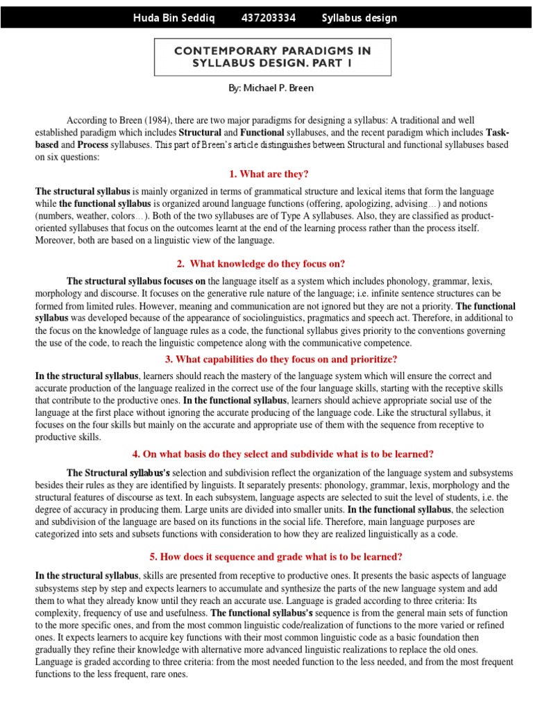 Structural vs Functional Syllabuses Explained | PDF | Linguistics ...