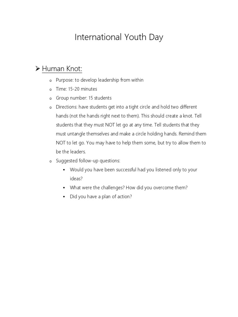 International Youth Day Activities | PDF