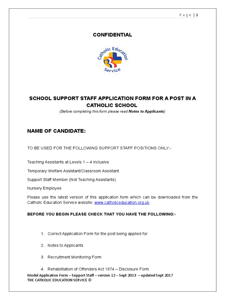 Confidential: (Before Completing This Form Please Read Notes To ...