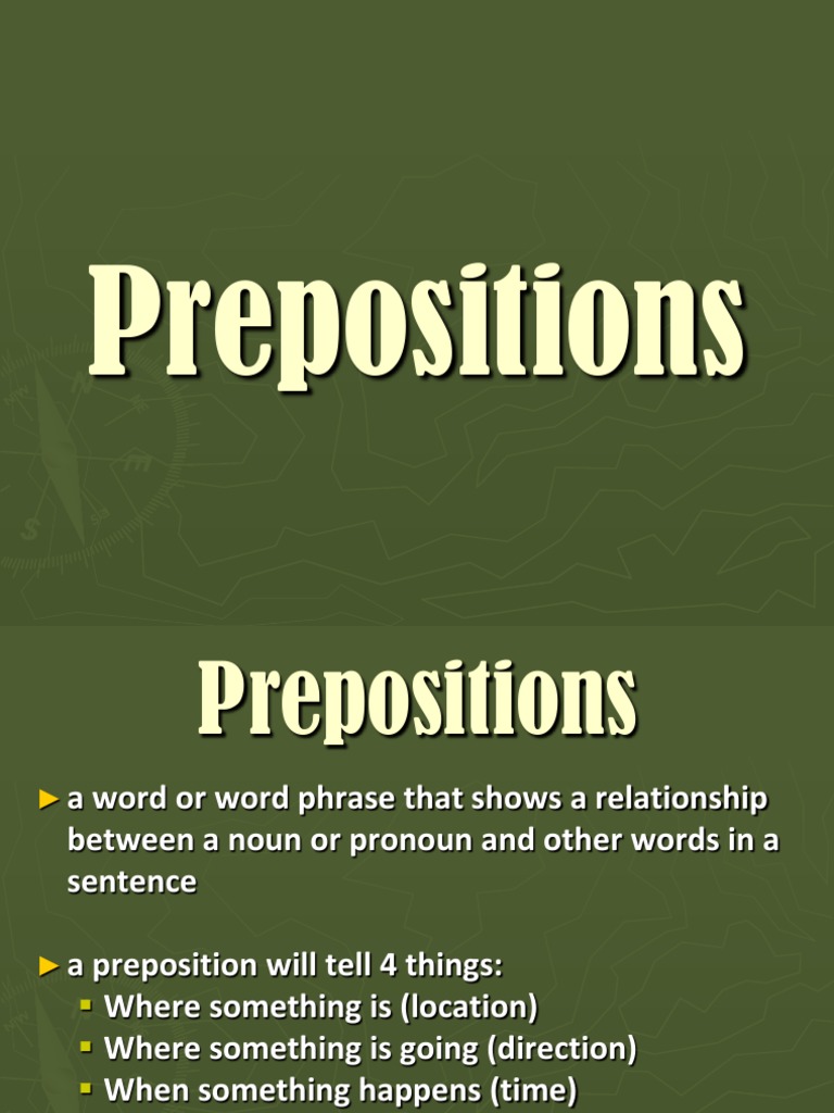 Prepositions | PDF | Preposition And Postposition | Phrase