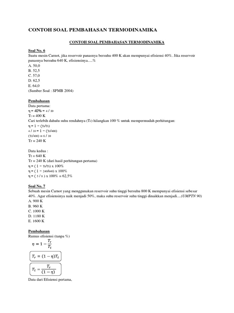 Soal dan Pembahasan Termodinamika Kelas 11 | PDF