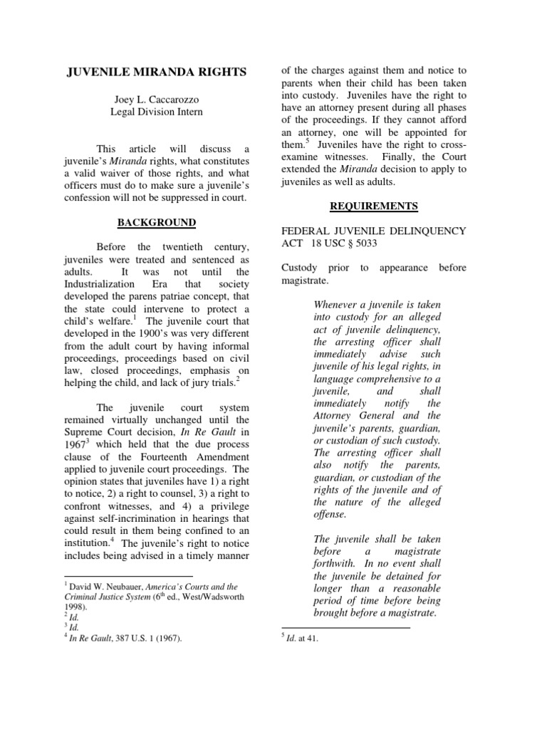 Juvenile Mi Rand a Rights | Miranda Warning | Right To Silence