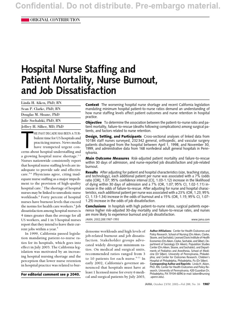 Hospital Nurse Staffing PDF | PDF | Nursing | Hospital