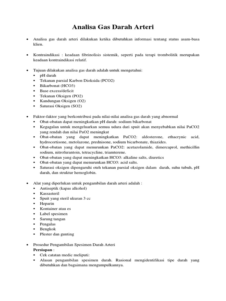 Analisa Gas Darah Arteri | PDF