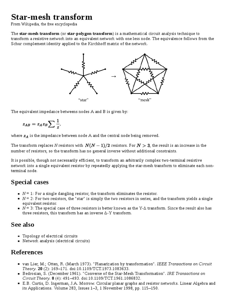 Star Mesh Transform | PDF | Network Analysis (Electrical Circuits ...