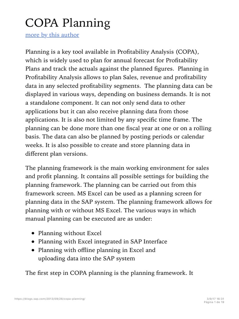 COPA Planning SAP Blogs | PDF | Microsoft Excel | Text File