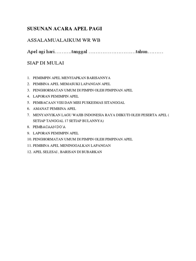 Susunan Acara Apel Pagi | PDF