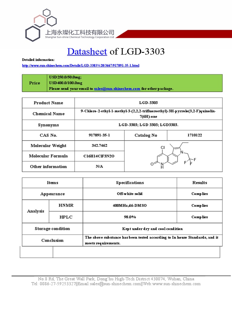 Datasheet of LGD-3303 - CAS 917891-35-1 | PDF