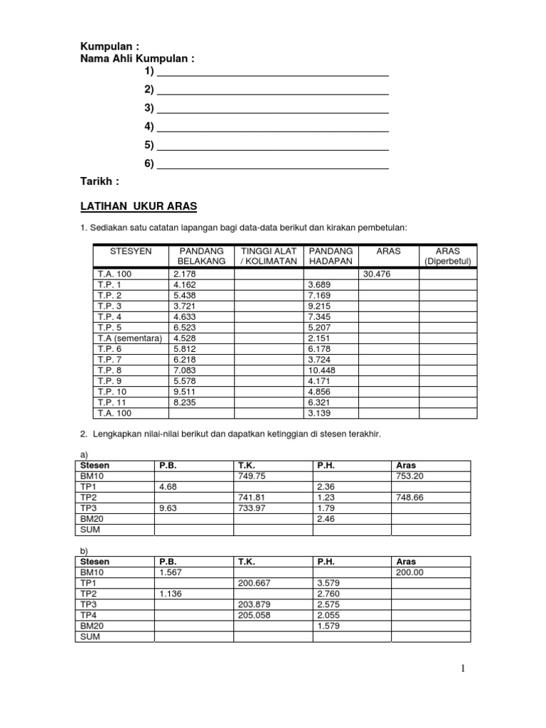 Latihan 1 Ukur Aras | PDF