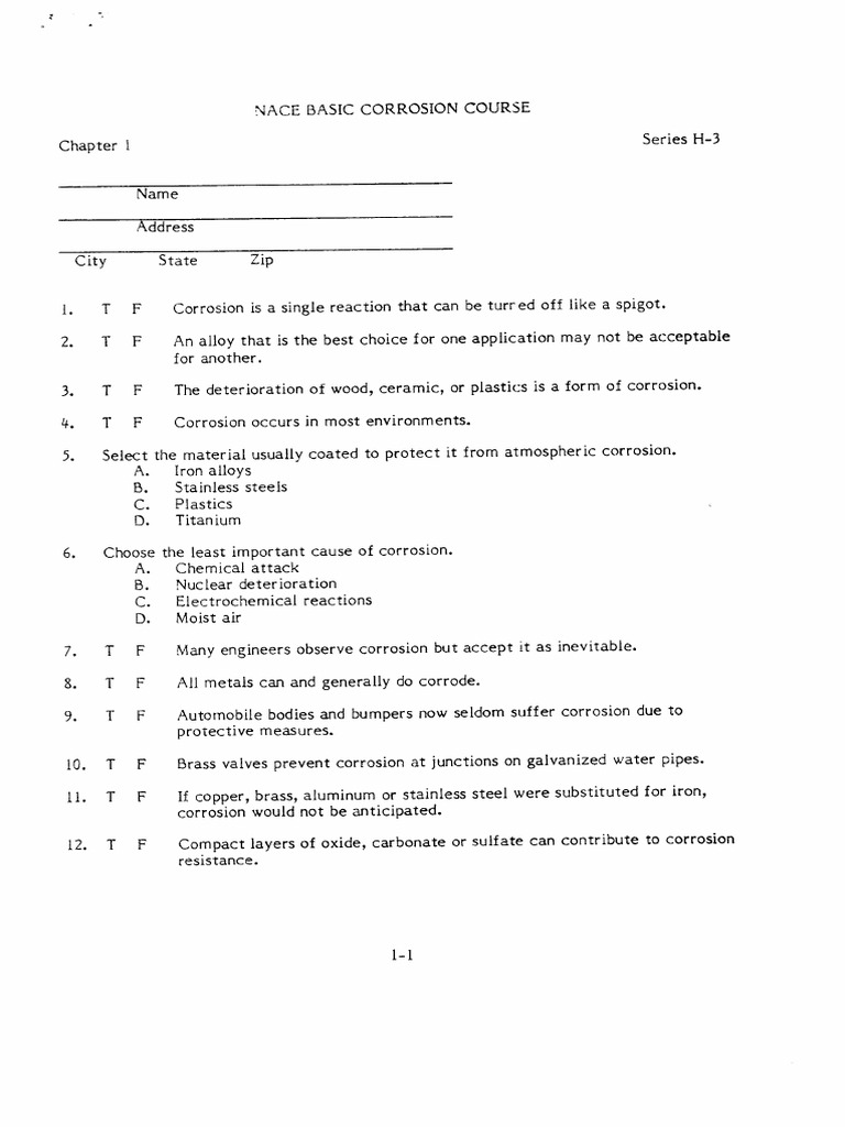Nace Questions 1 PDF | PDF