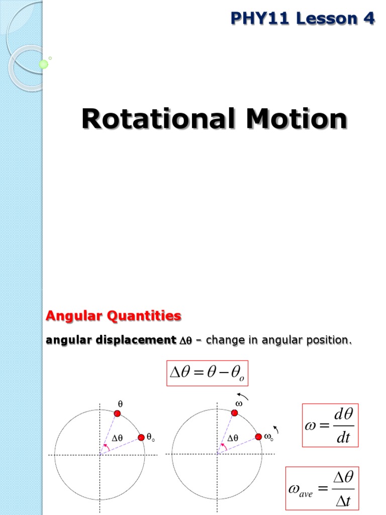 PHY11 Lesson 4 Rotational Motion | PDF | Rotation Around A Fixed Axis ...