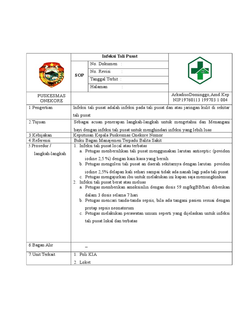 SOP Infeksi Tali Pusat | PDF