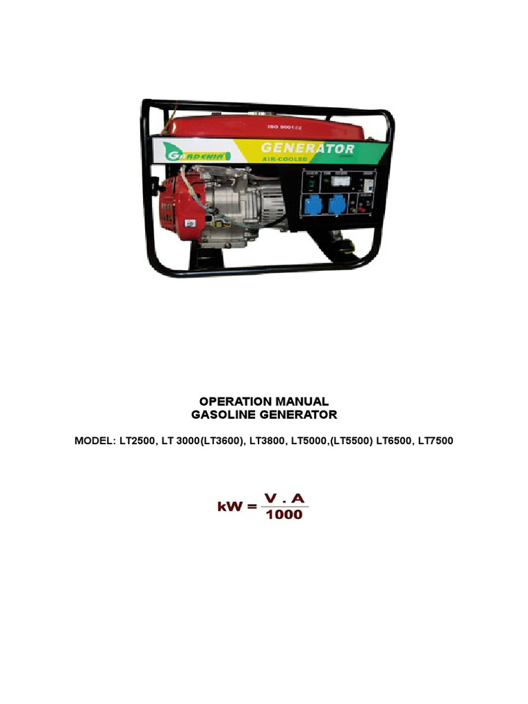 Gasolinene Generators LT2000 LT7500 20090000 | PDF | Gasoline | Engines