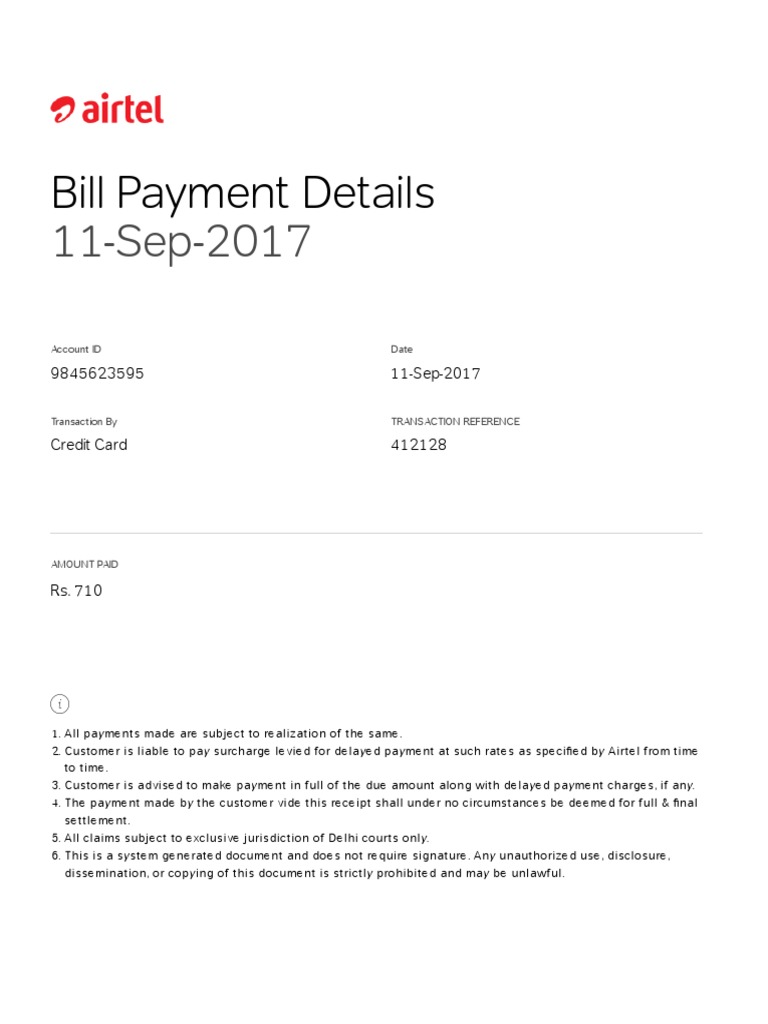 Airtel Receipt