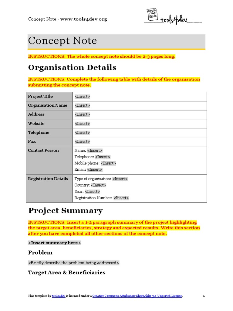 Concept Note Template | PDF | Business | Finance & Money Management