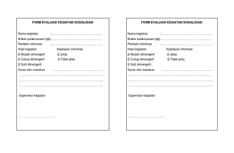 Form Evaluasi Kegiatan Sosialisasi