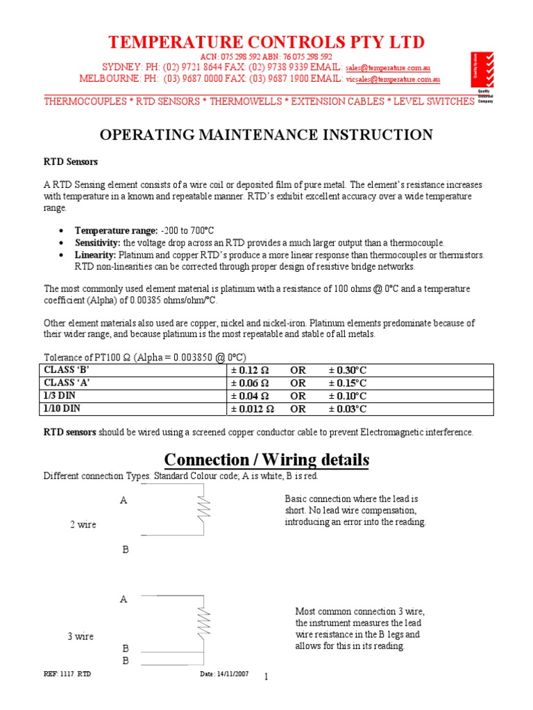 1117 RTD (Datasheet) | PDF | Thermocouple | Electrical Resistance And ...
