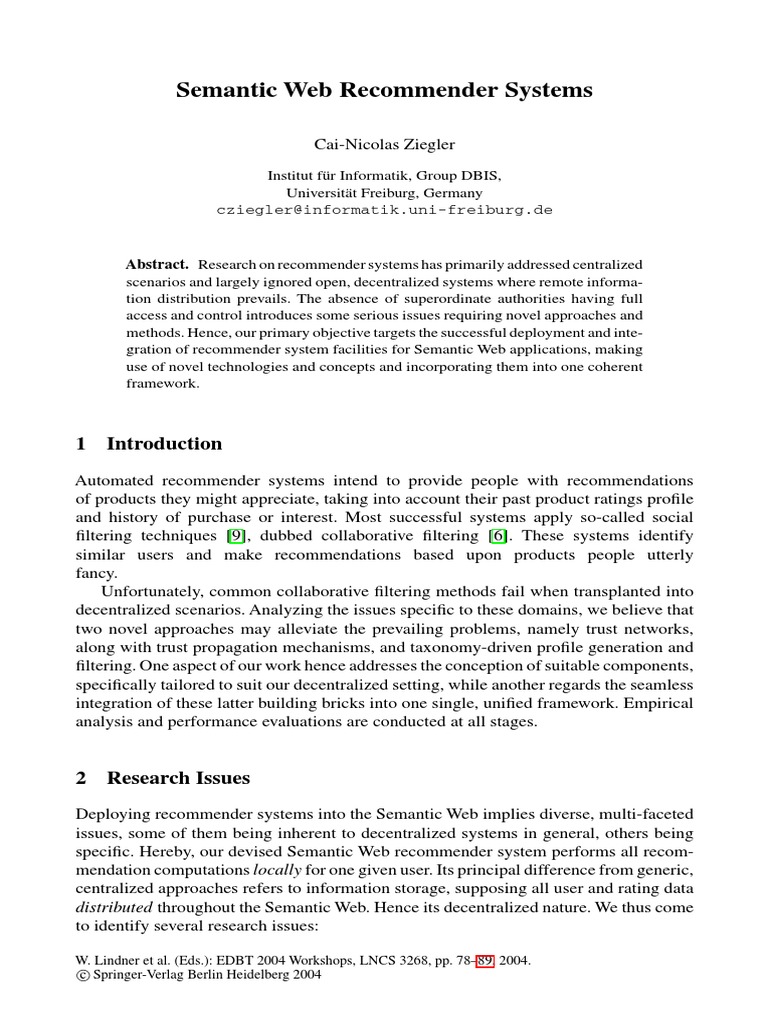Semantic Web Recommender Systems | PDF | Semantic Web | Resource Description Framework