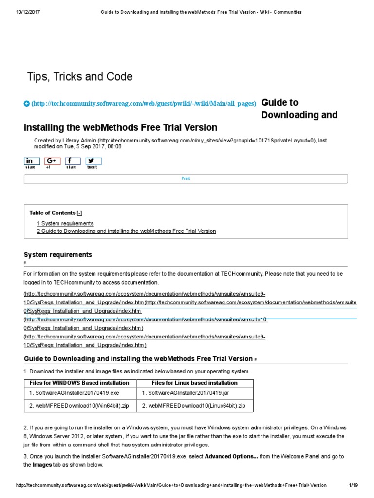 Guide To Downloading and Installing The WebMethods Free Trial Version ...