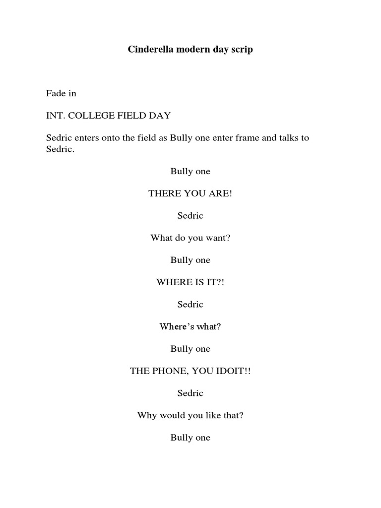 Cinderella Modern Day Script 2 | PDF